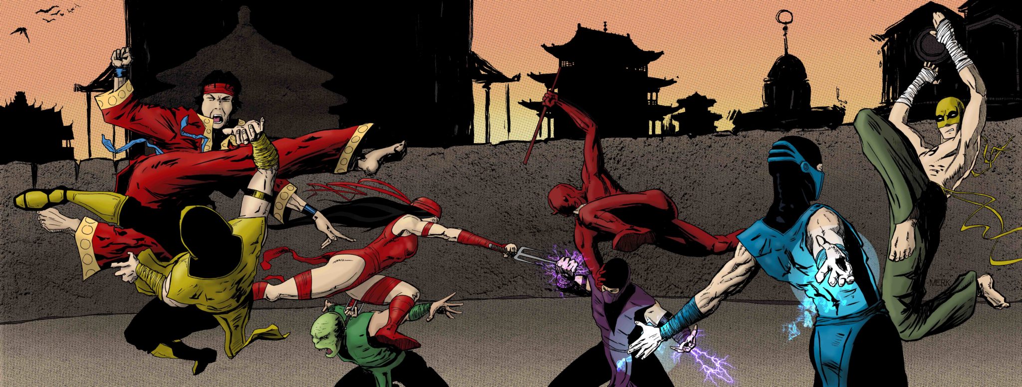 Iron Fist, Daredevil, Elektra and Shang-Chi vs Mortal Kombat Ninjas ...